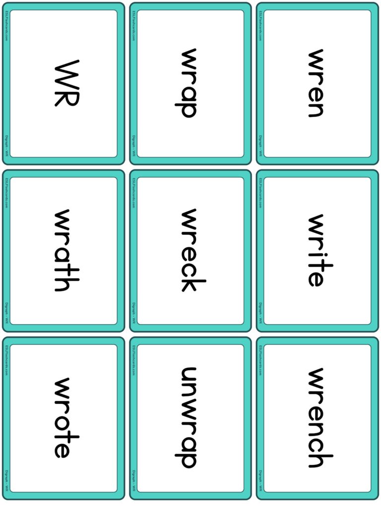 Consonant Digraphs – ESL Flashcards
