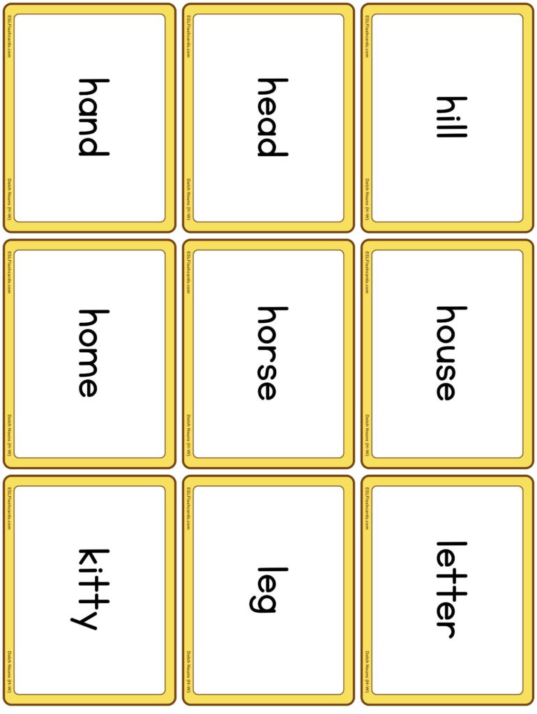 Dolch Nouns – ESL Flashcards