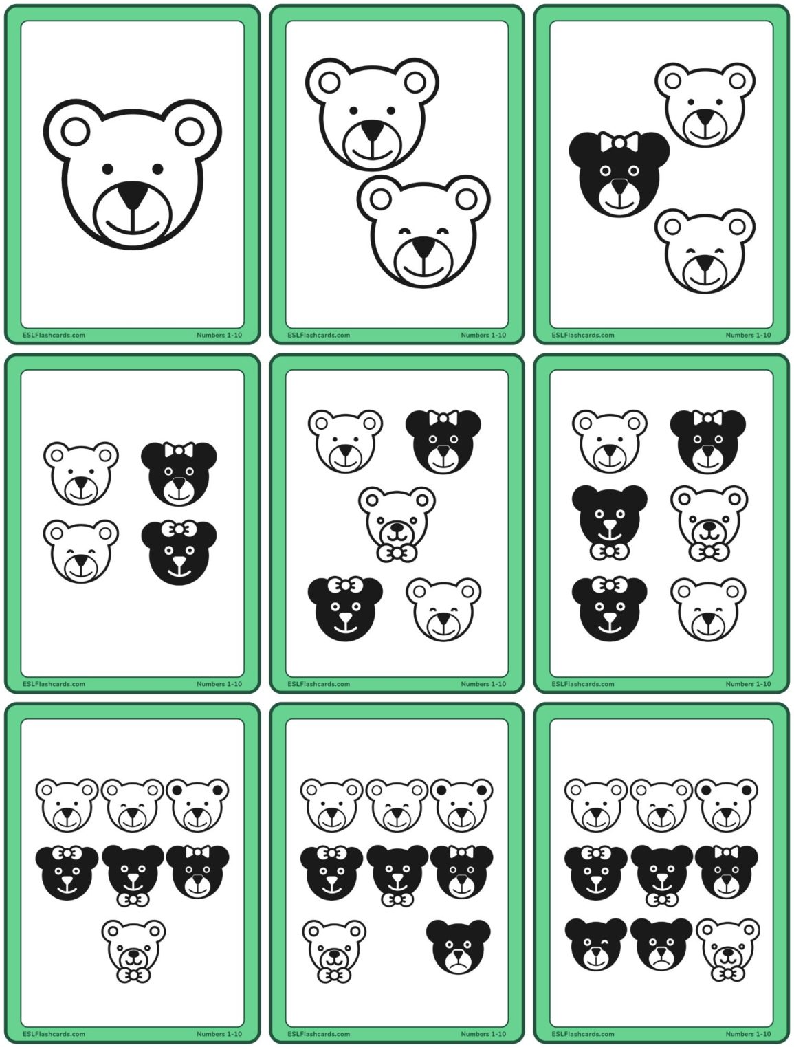 Numbers 1 to 10 – ESL Flashcards