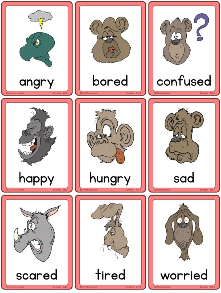 Emotions Flashcards for Children – ESL Flashcards