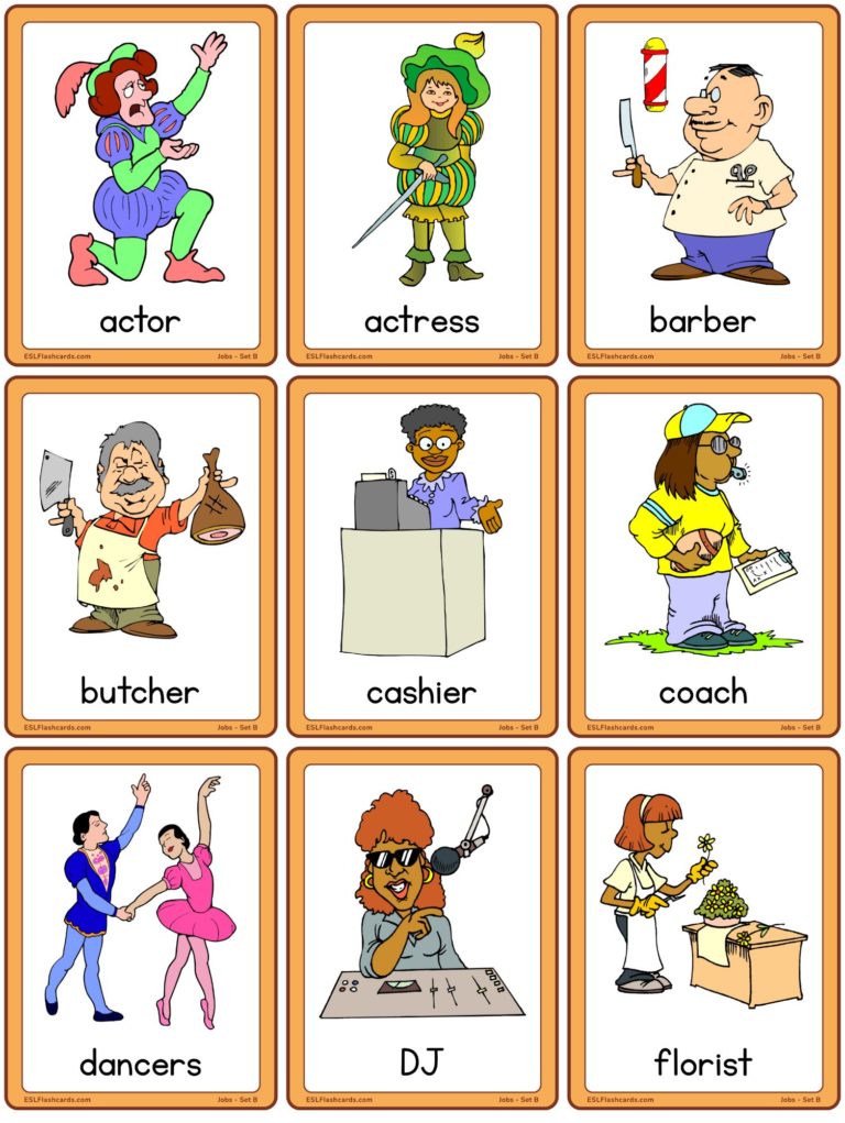 Jobs Flashcards – Set A – ESL Flashcards