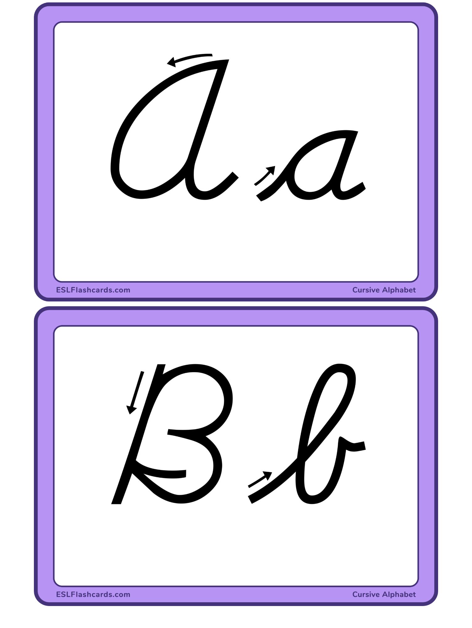 Cursive Alphabet ESL Flashcards