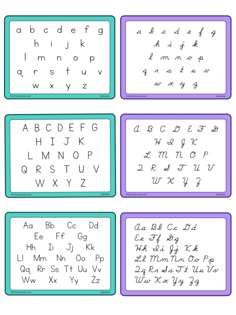 Outline Alphabet – ESL Flashcards