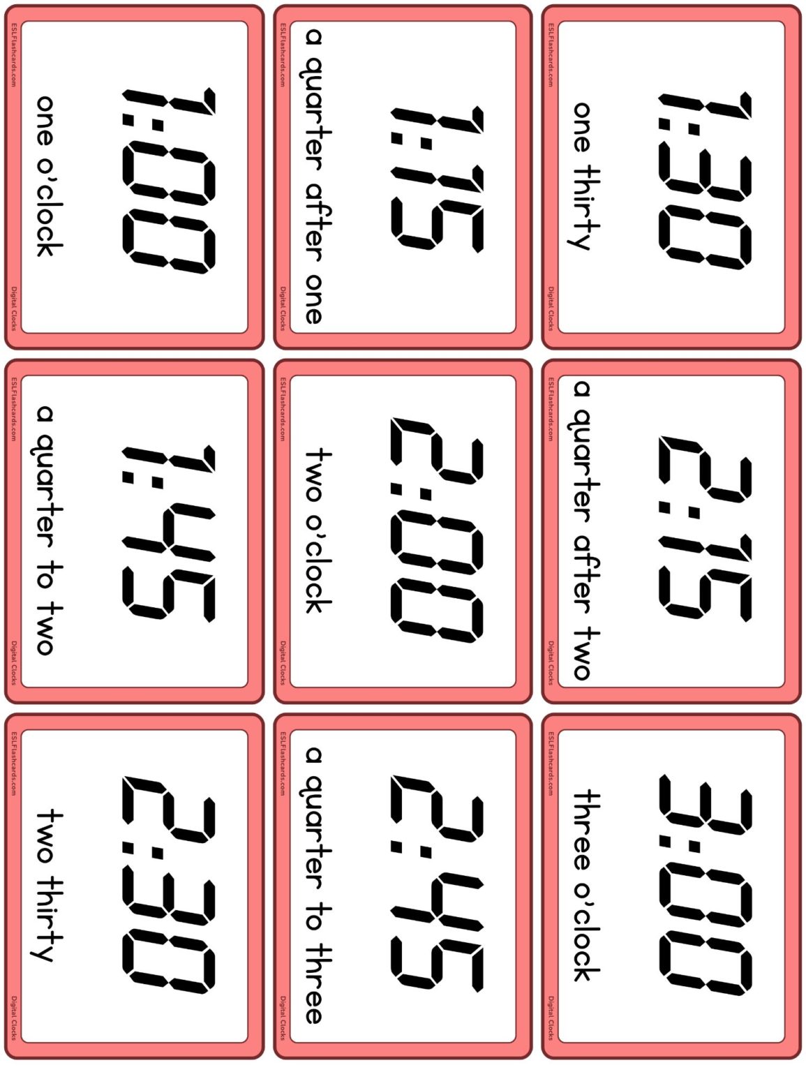 Time Flashcards – ESL Flashcards