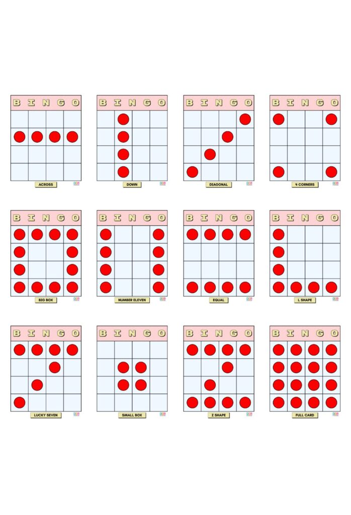 Winning Bingo Patterns – ESL Flashcards