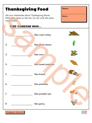 Thanksgiving Worksheets – ESL Flashcards