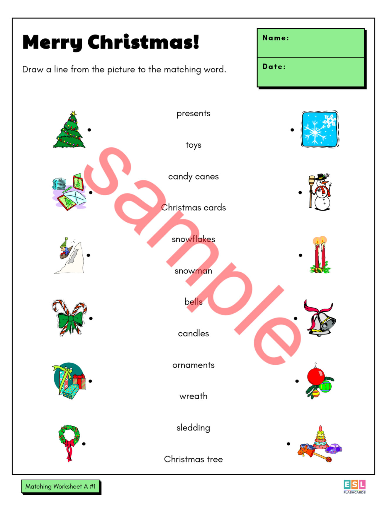 Christmas Worksheets – ESL Flashcards