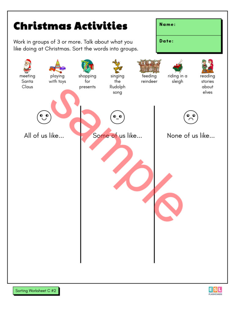 Christmas Worksheets – ESL Flashcards